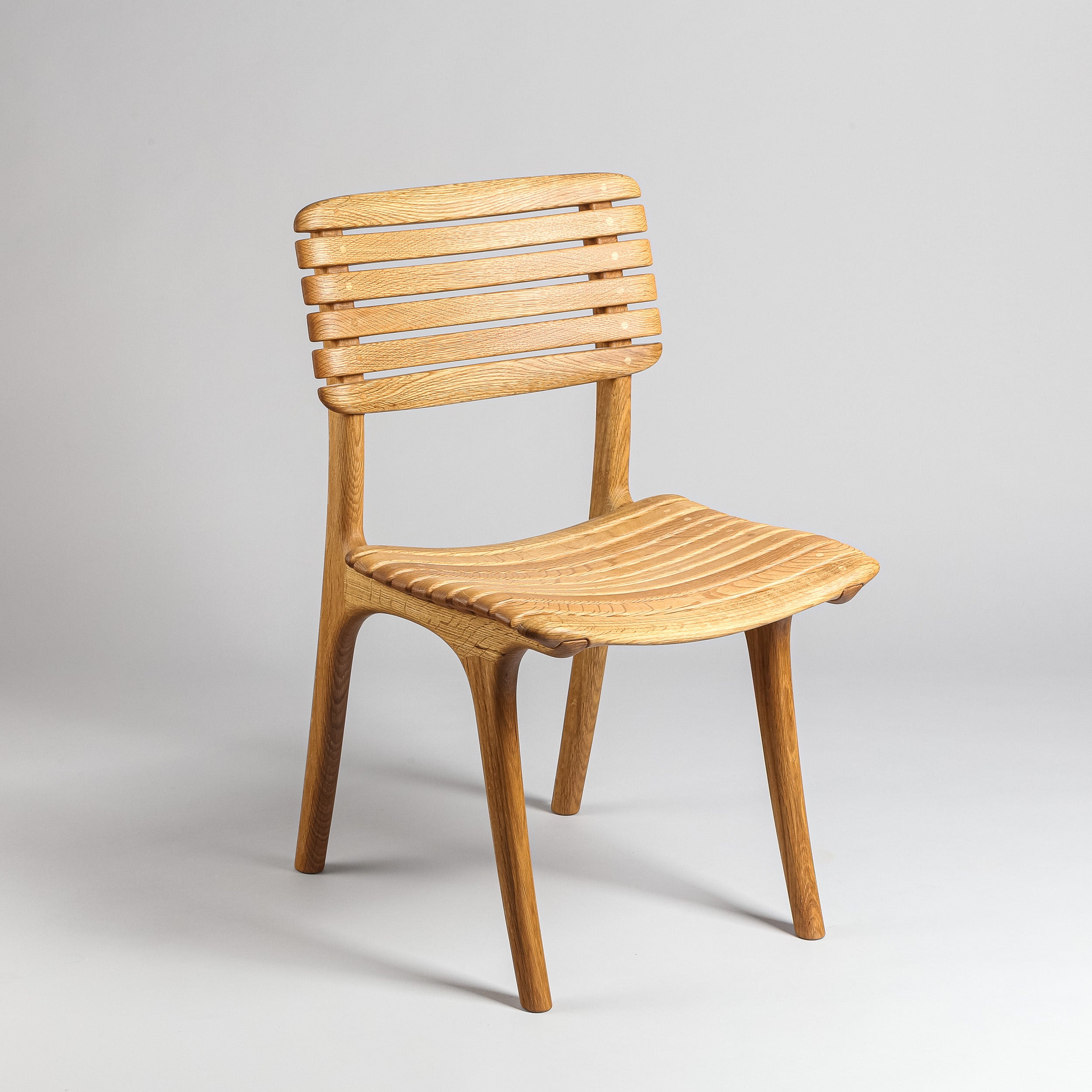 Open Back Slat Dining Chair - White Oak – Edward Wohl Woodworking & Design